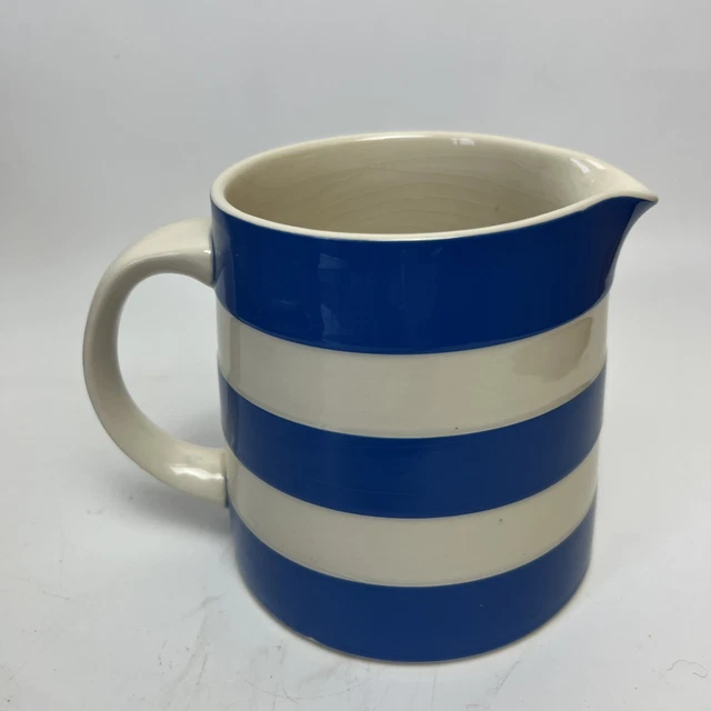 VINTAGE TG GREEN Cornishware Milk Jug Green Stamp Blue White Stripe 1 ...