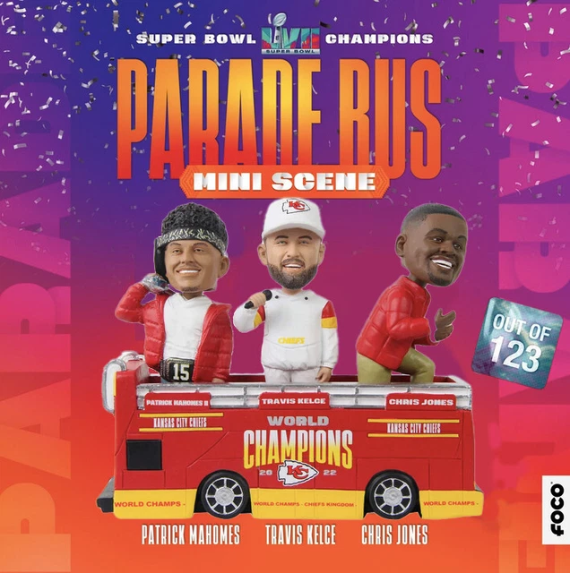 KANSAS CITY CHIEFS Super Bowl LVII Champions Parade Bus Mini Bobblehead ...
