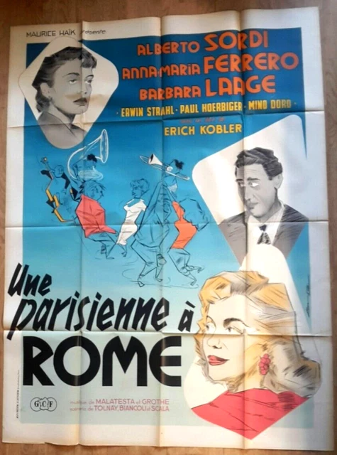 ANCIENNE AFFICHE CINÉMA "Une Parisienne a Rome", Alberto Sordi , 1954, 160x118cm EUR 17,00 ...