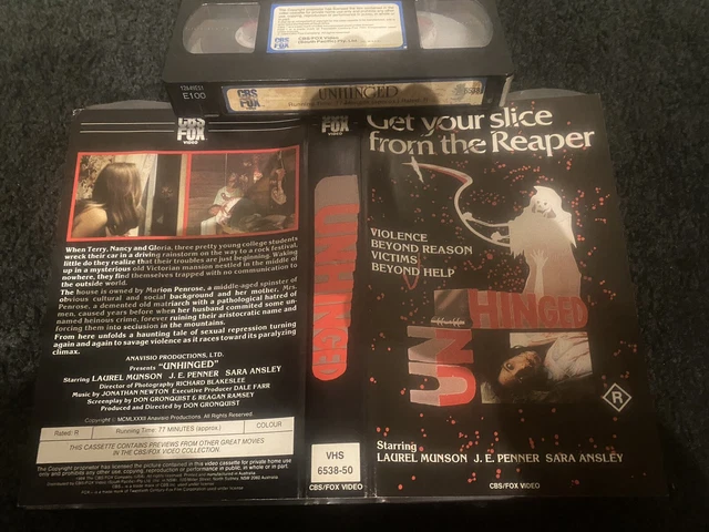 RARE/ UNHINGED VHS/ Original R-rated Cbs/fox Horror Video $95.00 ...