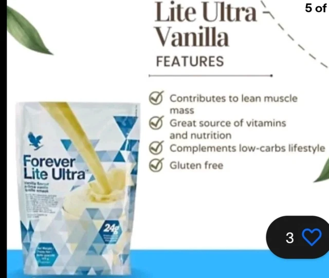 FOREVER LIVING LITE ULTRA SHAKE WITH AMINOTEIN Vanilla 24g Protein per ...