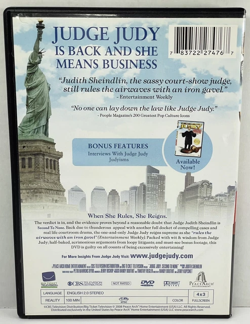 JUDGE JUDY - Second To None ( DVD, 2008 ) rare oop - Very Clean Disc ...