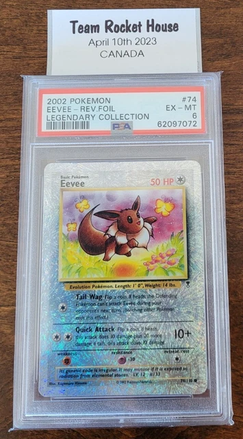 EEVEE - REVERSE Foil Legendary Collection #74 PSA 6 Pokemon 2002 EX-MT ...