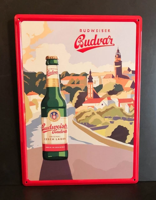 BUDWEISER BUDVAR BIER Blechschild, 20 x 30 cm, Czech Lager, Deko, 3-D ...