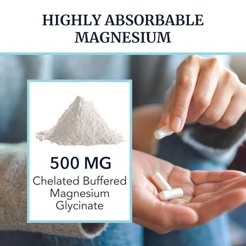 MAGNESIUM GLYCINATE 500MG Chelated for High Absorption Muscle ...