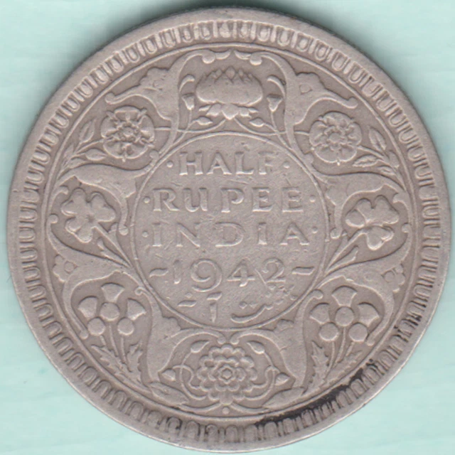 BRITISH INDIA 1942 King George Vi Half Rupee Rare Silver Coin £7.43 ...