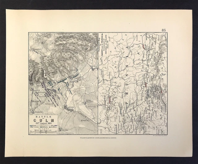 BATTLE OF CULM Military Map August Saxony Prussia Germany Napoleonic ...