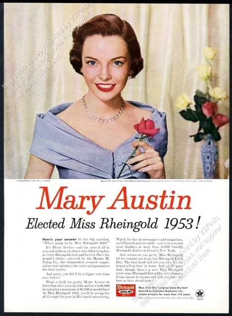 1953 Miss Rheingold Beer Mary Austin 1st Photo Vintage Print Ad 9 99