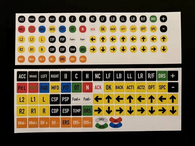 SIM RACING-IRACING-FORMULA 1/F1/NASCAR Button-Keyboard-Keypad Stickers ...