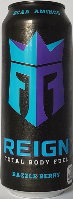 NEW REIGN TOTAL Body Energy Drink (12 FULL CANS) Razzle Berry 16oz BCAA ...