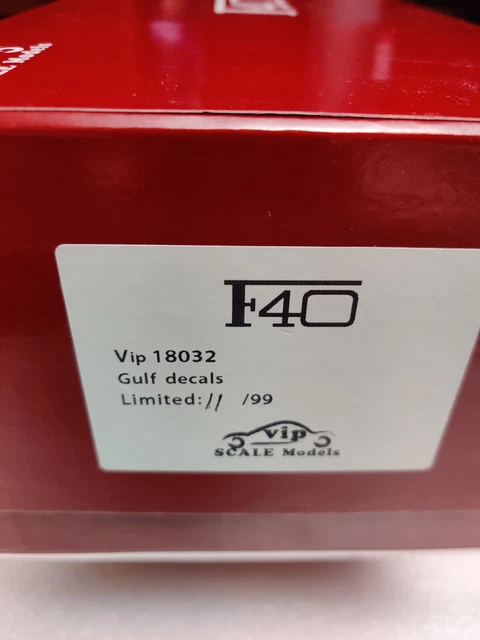 1/18 VIP Models Ferrari F40 Gulf Figure/Tool LE 11/99 Resin Model New N ...