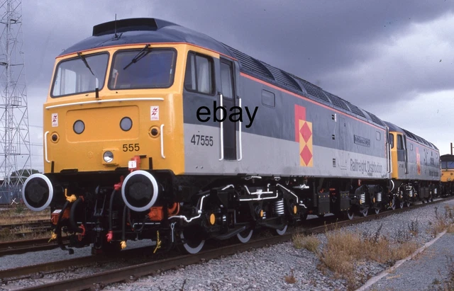 35MM RAILWAY SLIDE- Railfreight Distribution Class 47. 47555 @ Crewe ...