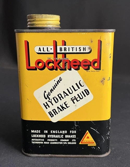LOCKHEED ALL BRITISH Vintage Car Hydraulic Brake Fluid Quart Oil Can ...