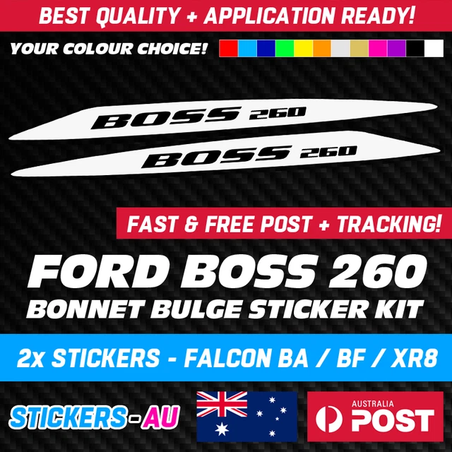FORD FALCON BOSS 260 Bonnet Hump / Bulge Sticker / Decal Kit - Ba / Bf ...