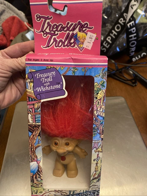 VINTAGE TREASURE TROLL WITH WISH STONE Gem Red Hair Doll ACE NOVELTY In ...