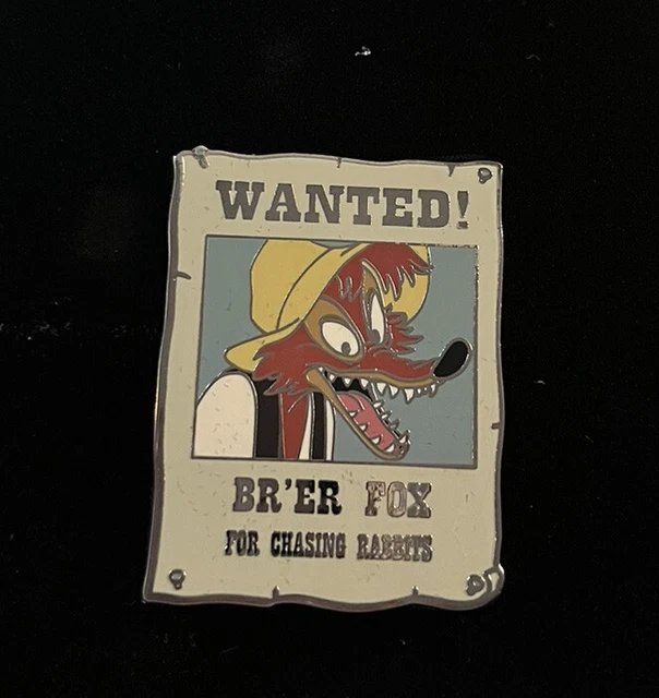 RARE SPLASH MOUNTAIN Disney Wanted poster Br’er fox LE 250 Pin. Villian ...