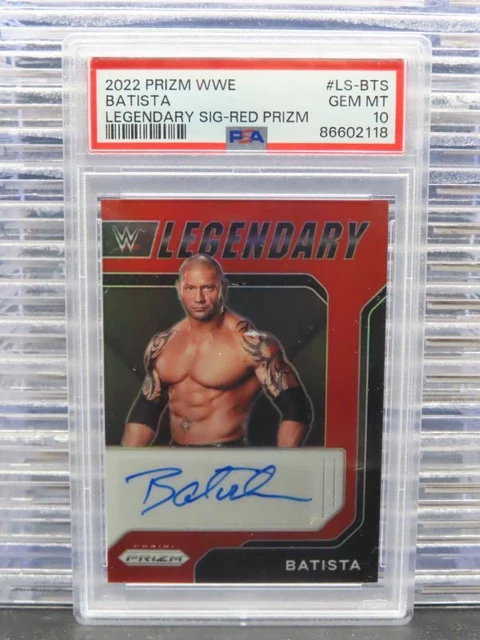 AUTOGRAPHE AUTOMATIQUE LÉGENDAIRE 2022 Prizm WWE Batista Red Prizm #32/ ...