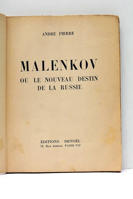PIERRE MALENKOV PARIS 1953 EUR 35,00 - PicClick FR
