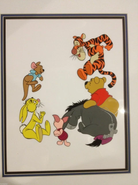 DISNEY WINNIE THE Pooh 6 Character Animation Cel That Also Holds A ...
