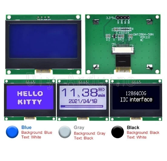 LCD MODULE I2C IIC 12864 COG Graphic Display Screen Board LCM Panel For Arduino EUR 5,94 ...