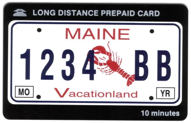 10M MAINE PLAQUE Immatriculation Téléphone Carte 'Vacationland'Homard ...