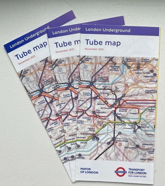 LONDON UNDERGROUND TUBE Map - NEW November 2022 - 3 Pack - TFL Current ...