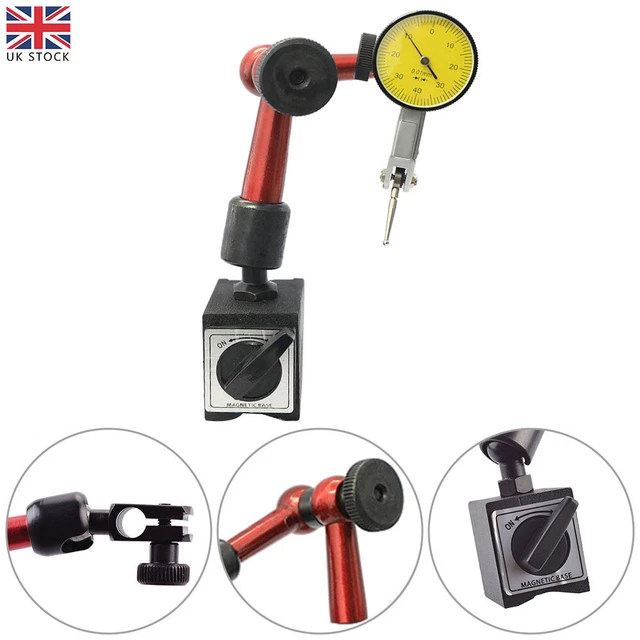 DIAL TEST INDICATOR DTI Gauge + Magnetic Base Stand Metric Precision ...