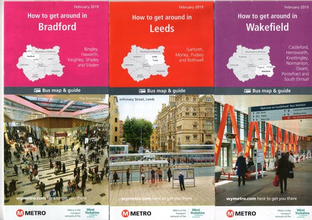 METRO BUS MAPS - WEST YORKSHIRE PTE - Leeds / Bradford / Wakefield all ...