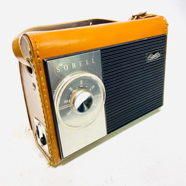 SOBELL SMALL PORTABLE Transistor Radio c.1960. Leatherette Body, Very ...