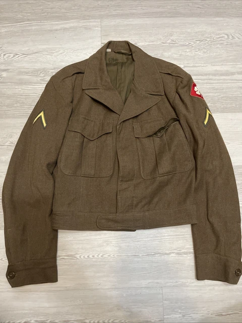 1944 WW2 US Military Wool Field Jacket 38L army vtg 40s Brown 4th Army ...