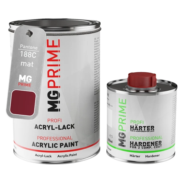PANTONE 188C RED mat peinture acrylique 1,5 Litres 1500 ml durcisseur ...