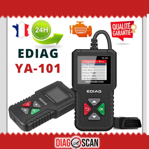 VALISE DIAGNOSTIC SCANNER lecteur code défaut OBD2 EDIAG YA-101 test de ...