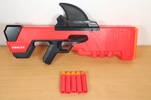 NERF ROBLOX MM2 Shark Seeker Dart Blaster Gun + 5 Foam Bullets Red ...