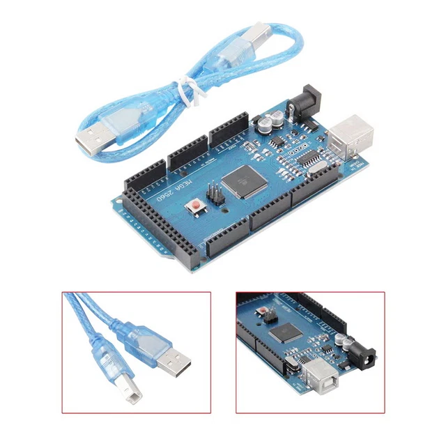 2PCS ATMEGA2560-16AU ATMEGA16U2 Board + Free USB Cable For ARDUINO MEGA ...