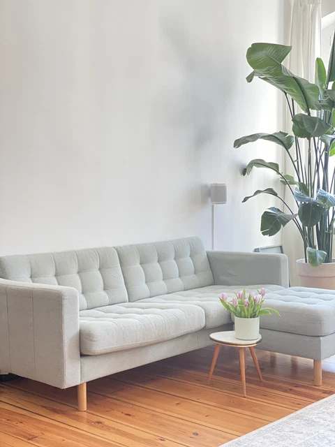 LANDSKRONA 3ER-SOFA, GUNNARED hellgrün/Holz inkl. Hocker EUR 350,00 ...
