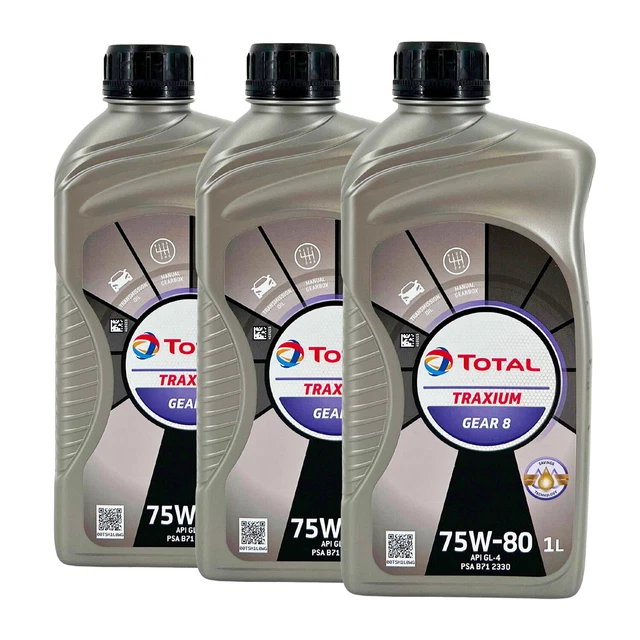 TOTAL TRAXIUM GEAR 8 SAE 75W-80 Getriebeöl PSA B 71 2330, 3x1 Liter EUR ...