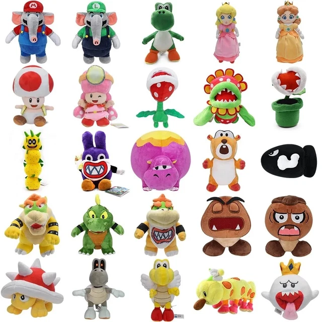 SUPER MARIO BROS Plush Toys Luigi Yoshi Toad Princess Peach Bowser ...