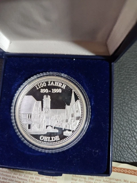 SILBERMÜNZE GEDENKMÜNZE STADT Oelde 1100 Jahre 890-1990 mit Zertifikat EUR 20,00 - PicClick DE