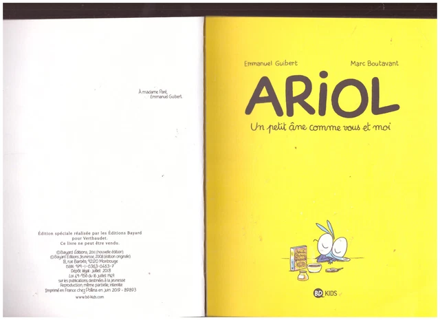 BD ARIOL UN petit âne comme vous et moi - GUIBERT / BOUTAVANT 2019 EUR ...