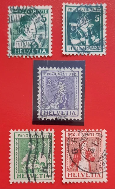TIMBRE ZEGEL STAMP Suisse Helvetia Switzerland 1915 1916 1917 Pro ...