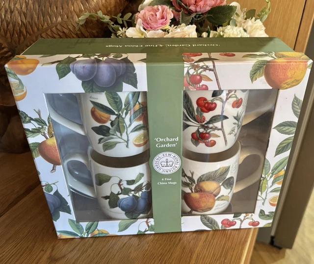NEW ROYAL BOTANIC Gardens Kew ‘Orchard Gardens’ Fine China Mug Set (x4 ...