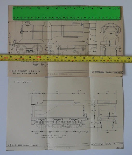 RAILWAY SCALE DRAWINGS, LNER, GCR ‘Director’ 4-4-0 and Tender, steam ...