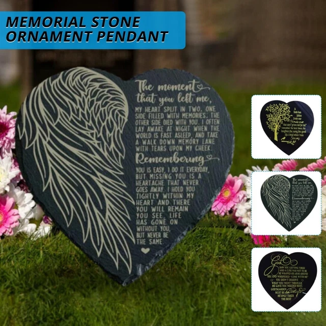 BEREAVEMENT MEMORIAL STONE Sympathy Garden Marker Angel Wings Outdoor ...