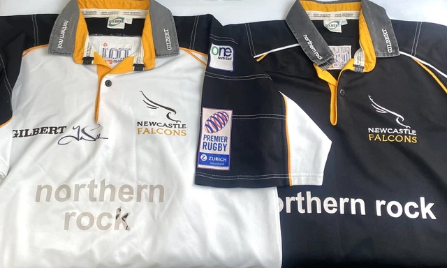 2 X VINTAGE 2001 NEWCASTLE FALCONS GILBERT MATCH WORN JERSEY SHIRT No ...
