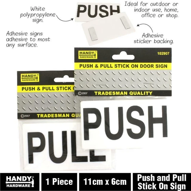 PULL/PUSH PLASTIC SIGNS stick on door sign With Sticker 57mm x 106mm ...