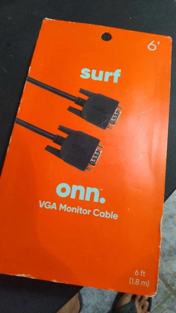 SURF ONN VGA Monitor Cable 6 Ft READ (Open Box, USED 1 Time For Testing ...