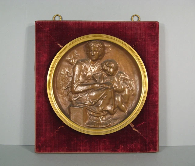 TONDO VIERGE A L'enfant Madone Pitti Bas-Relief Bronze Ancien Fonte ...