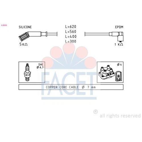 KIT DE CÂBLES D'allumage Facet 4.8694 Made In Italy - Oe Equivalent ...