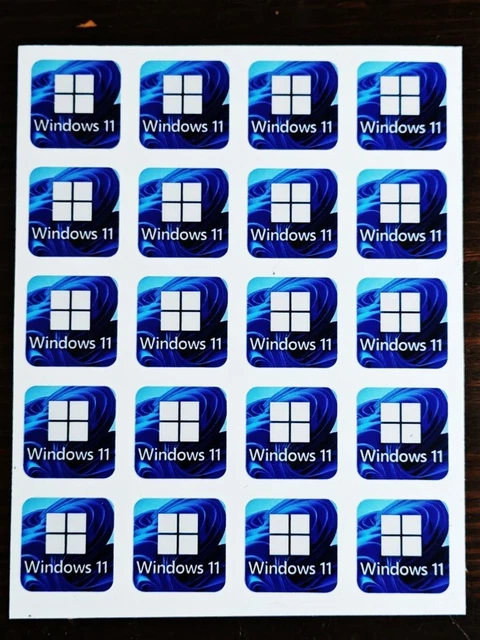 100X HIGH QUALITY WINDOWS 11 LOGO BLUE GLOSY STICKER BADGE (22x22mm) PC ...