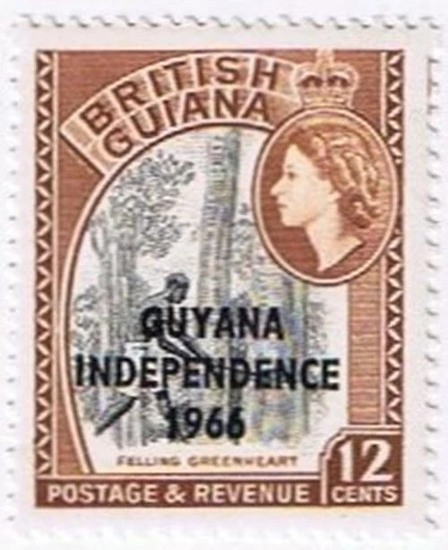 STAMPS GUYANA INDEPENDENCE 1966 Overprint On 12 Cents Value British ...